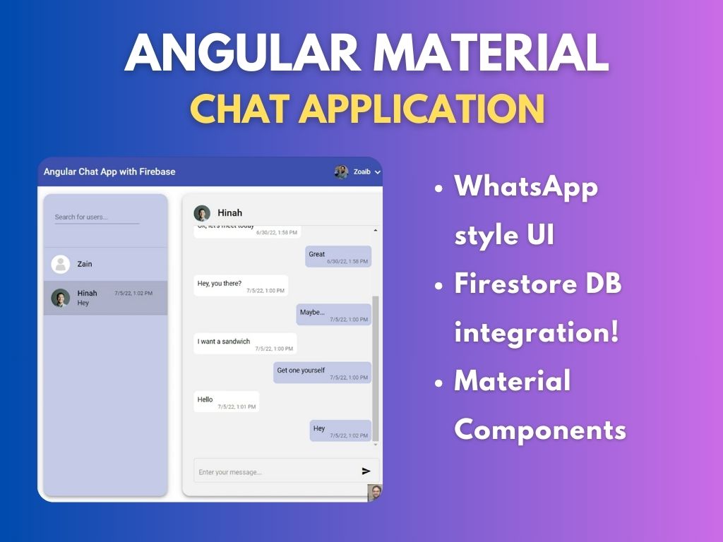WhatsApp-style Angular Chat App with Firestore DB and Material - Premium Angular Code | Zoaib Khan
